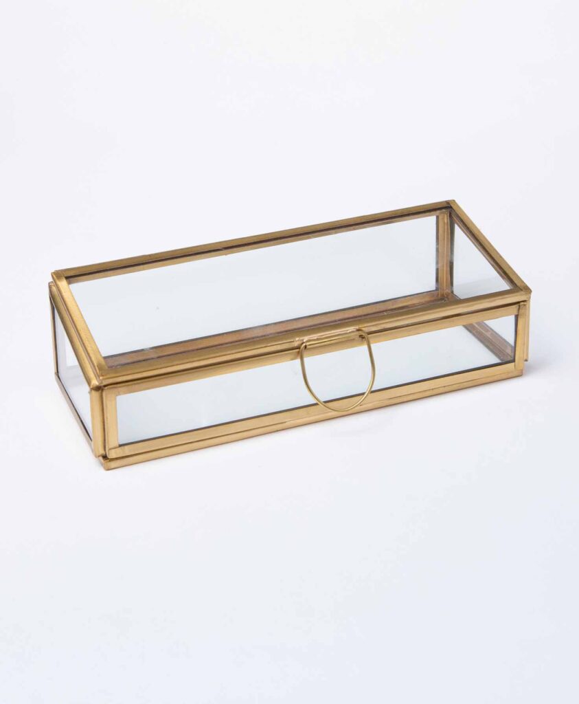 Tapered Glass Brass Box 7x3x2.5" - Artinco